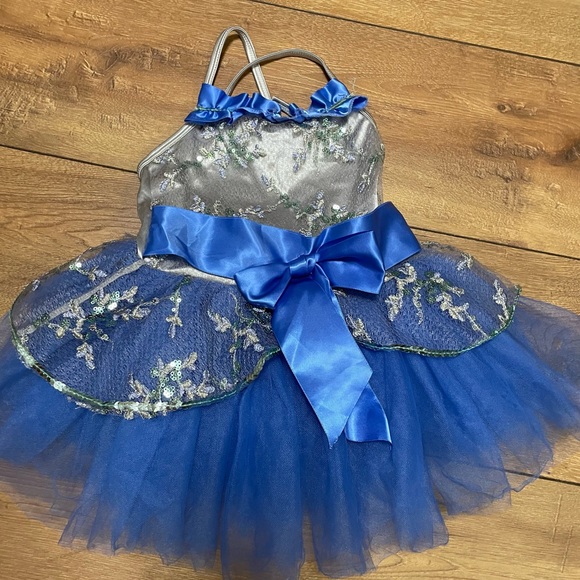 Weissman | Costumes | Weissman Blue And Silver Dance Costume With Tulle ...